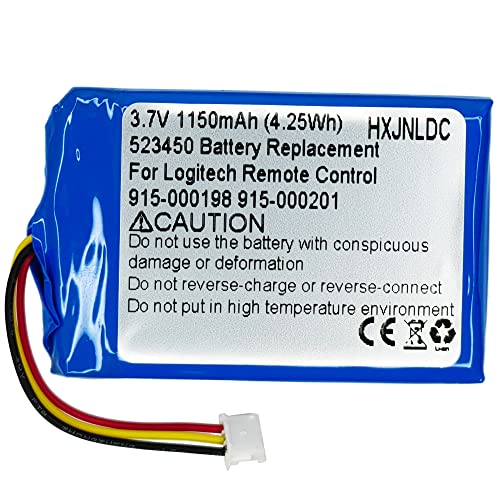 DC 3.7v 503450(523450) 1150mAh Lithium Polymer Replacement Battery for Logitech Harmony Touch,Harmony Ultimate Remote Controls 533-000083 533-000084 915-000198 915-000201