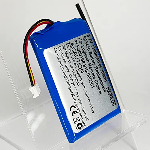 DC 3.7v 503450(523450) 1150mAh Lithium Polymer Replacement Battery for Logitech Harmony Touch,Harmony Ultimate Remote Controls 533-000083 533-000084 915-000198 915-000201