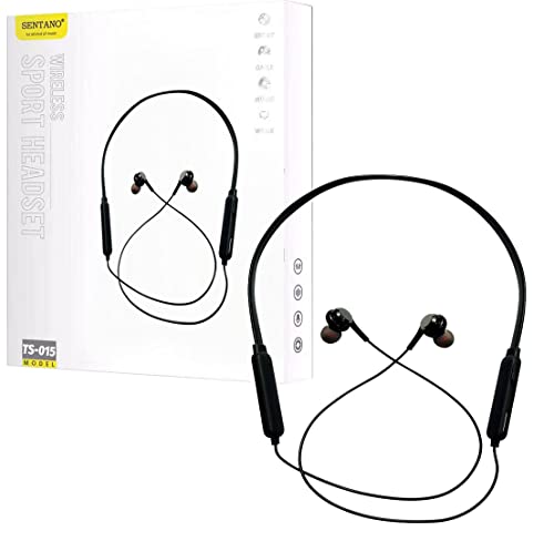 Sanpanpai Neckband Headphones, Earphones with TF Card Slot, IPX5 Sport Earbuds for Running, in-Ear Headset Lightweight Earphones - Black