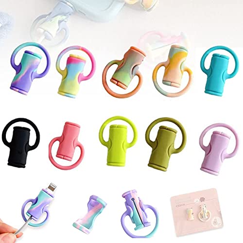 LUOCY 2 in 1 Data Cable Protector, Cute Silicone Data Cable Winder, Mobile Phone Charger Data Cable Anti-Break Protection Storage Tool, Universal Mini Data Cable Protective Cover (All(10PCS))