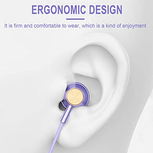 Sports Wireless Blue-tooth Earphones - Bone-Conduction Earphone Foldable Headset, High-Power Neck-Mounted Mag-netic Earphones Stereo Earbuds, Super Battery Life, for Outdoor Working Travel (Purple)