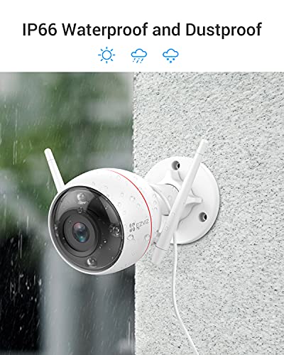 EZVIZ Security Camera Outdoor 1080P WiFi, Motion Alert with Strobe Light & Siren, IP66 Weatherproof, 100ft Night Vision, Two-Way Audio, Works with Alexa and Google(CTQ3W)