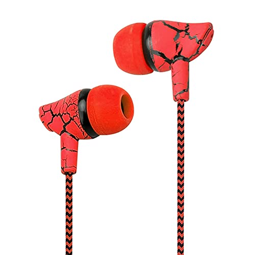 Shulemin Wired Earphone in-Ear Portable Mini in-Ear Crack Pattern Earpiece for Call Red