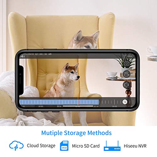 Hiseeu 【2K, Smart Motion Tracking 3MP Wireless Security Camera for Home, WiFi Pet Camera for Baby Monitor, Nanny, Dog and Cat, Phone App,360-degree, 2 Way Audio, Night Vision,Compatible with Alexa