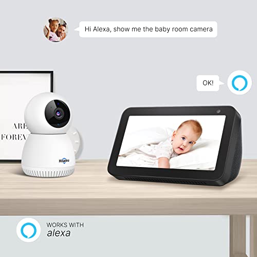 Hiseeu 【2K, Smart Motion Tracking 3MP Wireless Security Camera for Home, WiFi Pet Camera for Baby Monitor, Nanny, Dog and Cat, Phone App,360-degree, 2 Way Audio, Night Vision,Compatible with Alexa