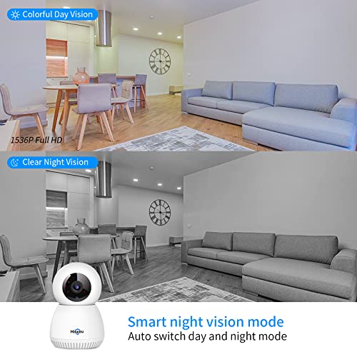 Hiseeu 【2K, Smart Motion Tracking 3MP Wireless Security Camera for Home, WiFi Pet Camera for Baby Monitor, Nanny, Dog and Cat, Phone App,360-degree, 2 Way Audio, Night Vision,Compatible with Alexa