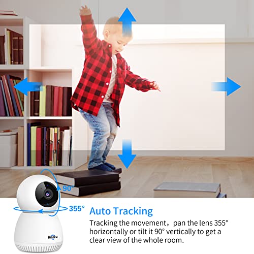 Hiseeu 【2K, Smart Motion Tracking 3MP Wireless Security Camera for Home, WiFi Pet Camera for Baby Monitor, Nanny, Dog and Cat, Phone App,360-degree, 2 Way Audio, Night Vision,Compatible with Alexa