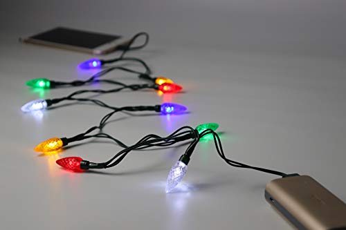 Cewuidy LED Christmas Lights Charging Cable,USB and Bulb Charger,50inch 10led Multicolor Available with Phone 5,6,7,8,X,XR,XS,XS Max,11,11Pro,11Pro Max,SE2,12mini,12,12Pro,12Pro Max etc(1pcs)