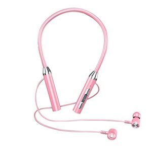 bluetooth headphones wireless earbuds – sports magnetic neckband wireless headsets, stereo deep bass bluetooth 5.2 waterproof earphones, for gym workout running 7h playtime (pink)