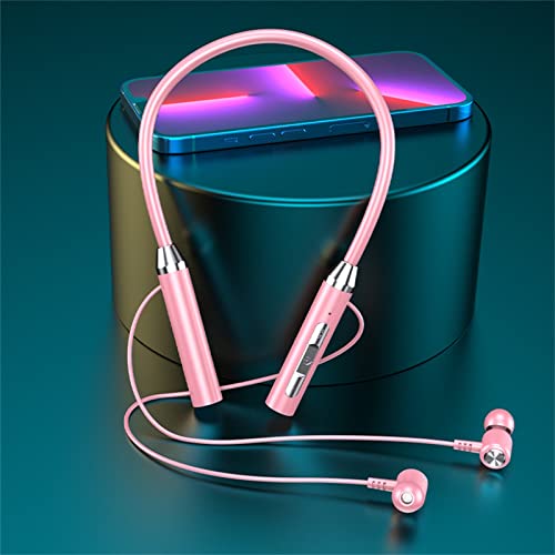 Bluetooth Headphones Wireless Earbuds - Sports Magnetic Neckband Wireless Headsets, Stereo Deep Bass Bluetooth 5.2 Waterproof Earphones, for Gym Workout Running 7h Playtime (Pink)