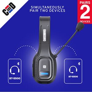 Car and Driver Trucker Bluetooth Headset, Wireless Headset Noise Canceling Headphones with Microphone, Home Office, Zoom, Call Center, Clear Highway| Siri, Alexa, Google Comp (BT5500, Over-Head)