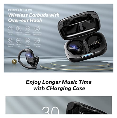 LAGRUS Headphones Bluetooth Earphone IPX7 Sports Wireless Headphone Noise Reduction Ear Hook Earduds with Microphone Wireless Headphones