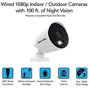 Night Owl 1080p HD Wired Indoor/Outdoor Add-On Cameras with Built-in Motion-Activated Spotlights, 100 ft. of Night Vision, Wide Viewing Angle and Color Night Vision (2-Pack)