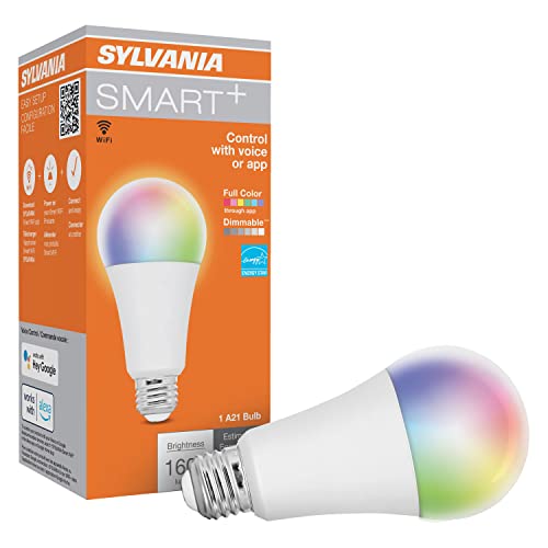 Sylvania WiFi LED Smart Light Bulb, 14.5W, Full Color and Tunable White A21, Dimmable, for Alexa, Siri Shortcuts, and Google Home Only - 1 Pack (75806)