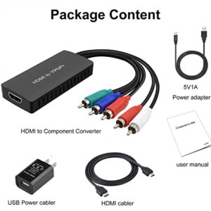 LVY HDMI to Component Converter Adapter, Support 1080P HDMI to YPbPr Converter Compatible DVD, VCD, PS3/PS4, Xbox, Wii to New HD TV/ Monitor/ Projecto