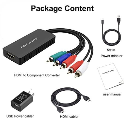 LVY HDMI to Component Converter Adapter, Support 1080P HDMI to YPbPr Converter Compatible DVD, VCD, PS3/PS4, Xbox, Wii to New HD TV/ Monitor/ Projecto