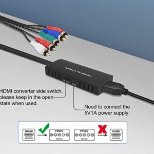 LVY HDMI to Component Converter Adapter, Support 1080P HDMI to YPbPr Converter Compatible DVD, VCD, PS3/PS4, Xbox, Wii to New HD TV/ Monitor/ Projecto