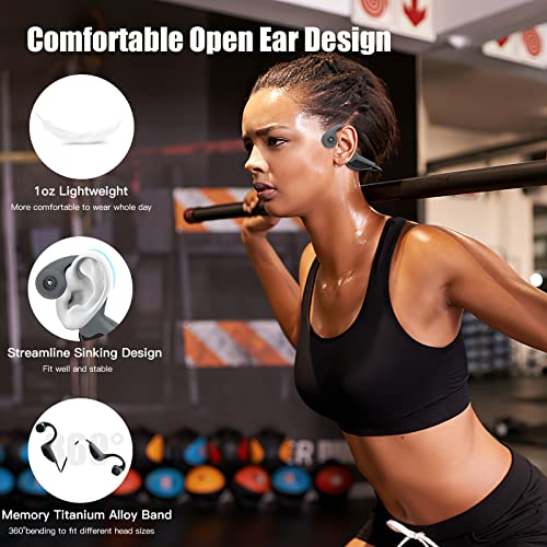 Bone Conduction Headphones - Bluetooth Open Ear Sport Headphones with Mic - Sweat Resistant Wireless Headphones for Running Workout - Bone Induction Bluetooth Headset Earphones up to 8h Playtime