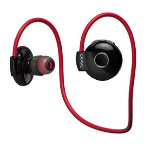 crave octane sport wireless bluetooth earphones, in-ear sweat and water resistant stereo lightweight headphones earbuds premium sports headset with built-in mic – red