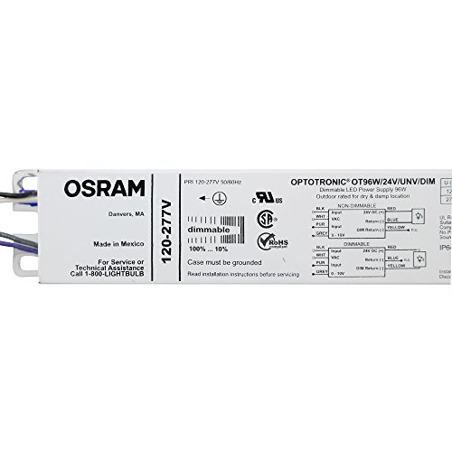 OSRAM Constant Voltage 96W 24Vdc Dimmable LED Power Supply, 1 Pack, White