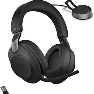 Jabra Evolve2 85 USB-C Stereo Headset with Charging Stand, UC Optimized, Leading Wireless Performance with Advanced Noise-Cancelling Microphone, All Day Battery - Black