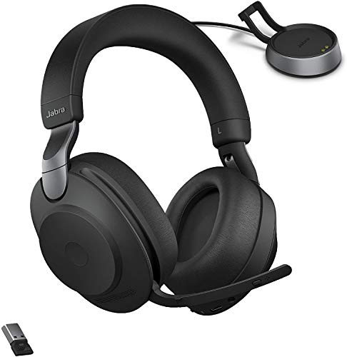 Jabra Evolve2 85 USB-C Stereo Headset with Charging Stand, UC Optimized, Leading Wireless Performance with Advanced Noise-Cancelling Microphone, All Day Battery - Black