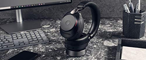 Jabra Evolve2 85 USB-C Stereo Headset with Charging Stand, UC Optimized, Leading Wireless Performance with Advanced Noise-Cancelling Microphone, All Day Battery - Black