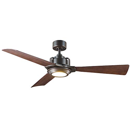 Osprey Smart Indoor and Outdoor 3-Blade Ceiling Fan 56in Oil Rubbed Bronze/Dark Walnut with 3000K LED Light Kit and Remote Control works with Alexa, Google Assistant, Samsung Things, and iOS or Android App