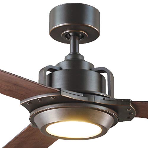 Osprey Smart Indoor and Outdoor 3-Blade Ceiling Fan 56in Oil Rubbed Bronze/Dark Walnut with 3000K LED Light Kit and Remote Control works with Alexa, Google Assistant, Samsung Things, and iOS or Android App