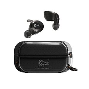 klipsch t5 ii true wireless sport earphones in black with dust/waterproof case & earbuds, best fitting ear tips, ear wings, 32 hours of battery life, and wireless charging case