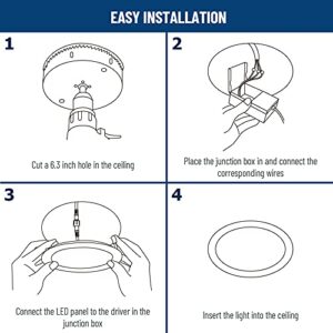 POWERASIA 12 Pack 6 Inch Ultra-Thin LED Recessed Ceiling Light with Junction Box, 5CCT Dimmable 2700K/3000K/4000K/5000K/6000K,15W 1200lm Can Killer Downlight-ETL and Energy Star Certified