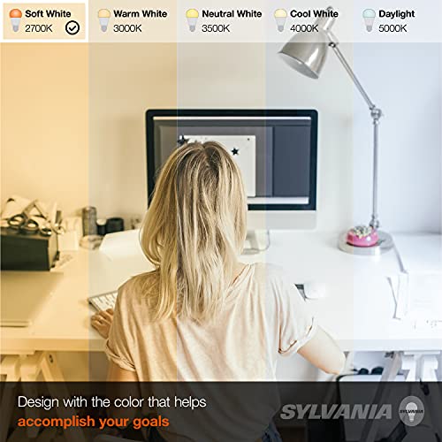 SYLVANIA LED A19 Light Bulb, 60W Equivalent, Efficient 9W, Medium Base, Dimmable Frosted 2700K Soft White, 4 pack