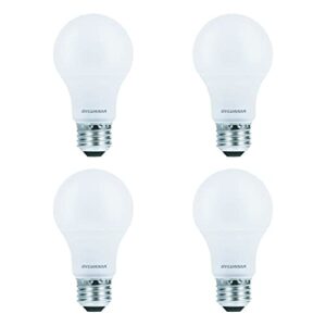 SYLVANIA LED A19 Light Bulb, 60W Equivalent, Efficient 9W, Medium Base, Dimmable Frosted 2700K Soft White, 4 pack