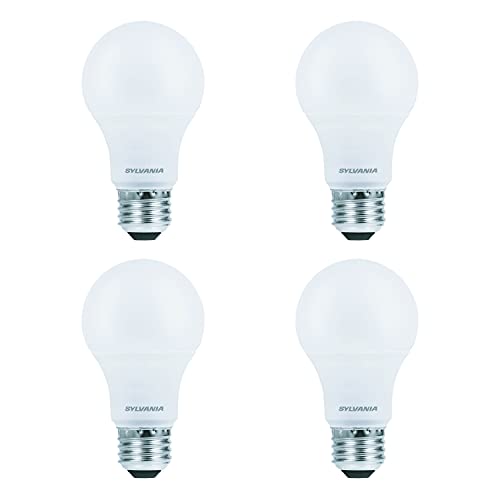 SYLVANIA LED A19 Light Bulb, 60W Equivalent, Efficient 9W, Medium Base, Dimmable Frosted 2700K Soft White, 4 pack