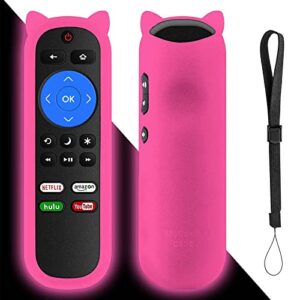 remote for all roku tv remote for element hisense onn tcl haier sharp hitachi lg sanyo jvc magnavox rca philips westinghouse roku built-in smart tv with glow remote case cover – pink