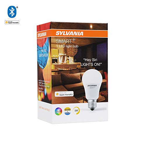 SYLVANIA Smart Bluetooth LED Light Bulb, A19 60W Equivalent, Efficient 10W, Works with Apple HomeKit, RGBW Full Color and Adjustable White, No Hub Required - 1 Pack