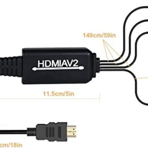 DIGITNOW! HDMI to RCA Converter, HDMI to RCA Cable Adapter, 1080P HDMI to AV 3RCA CVBs Composite Video Audio Supports NTSC for PC, Laptop, HDTV, DVD, VHC VCR