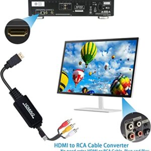 DIGITNOW! HDMI to RCA Converter, HDMI to RCA Cable Adapter, 1080P HDMI to AV 3RCA CVBs Composite Video Audio Supports NTSC for PC, Laptop, HDTV, DVD, VHC VCR