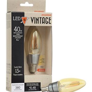 LEDVANCE 79538 Sylvania Ultra LED B10 Vintage Light Bulb-40W Equivalent-2200K-Candelabra Base-Blunt Tip, Warm White-2200K