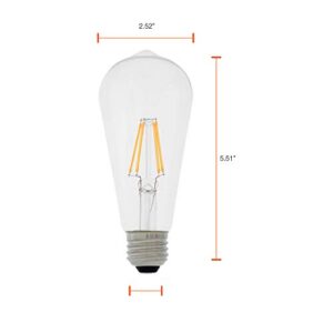 SYLVANIA LED Filament Light Bulb, ST19 Edison, 60W Equivalent, Efficient 8.5W, 13 Year, Dimmable, 800 Lumen, Clear Finish, 2700K, Soft White - 1 Pack (40255)