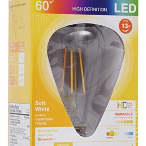 SYLVANIA LED Filament Light Bulb, ST19 Edison, 60W Equivalent, Efficient 8.5W, 13 Year, Dimmable, 800 Lumen, Clear Finish, 2700K, Soft White - 1 Pack (40255)