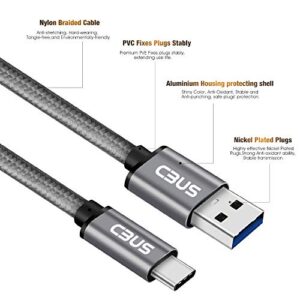 CBUS 8-inch Short Length Space Gray Heavy-Duty Braided USB-C 3.1 to USB-A 3.0 SSD Hard Drive Cable Compatible with LaCie, SanDisk, G-Drive, Samsung T5/X5, My Passport, Seagate Fast, Transcend StoreJet