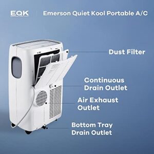 Emerson Quiet Kool EAPC12RSD1 3 in 1 Smart Portable Air Conditioner, Dehumidifier & Fan | WiFi and Voice Control | Amazon Alexa, Google Home | for Rooms up to 450 Sq.Ft | EAPC8RSC1, Sq. Ft, White