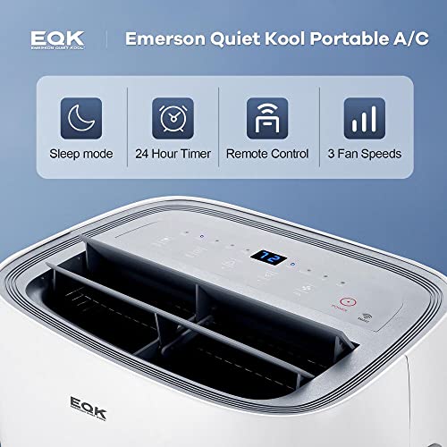 Emerson Quiet Kool EAPC12RSD1 3 in 1 Smart Portable Air Conditioner, Dehumidifier & Fan | WiFi and Voice Control | Amazon Alexa, Google Home | for Rooms up to 450 Sq.Ft | EAPC8RSC1, Sq. Ft, White