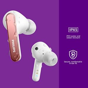 Philips T5506 True Wireless Headphones with Noise Canceling Pro (ANC) and Up to 32hrs Playtime with Wireless Charging Case, White