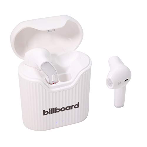 Billboard Bluetooth 5.0 True Wireless Stereo Earbuds with Charging Case, White/Gray (BB2808)