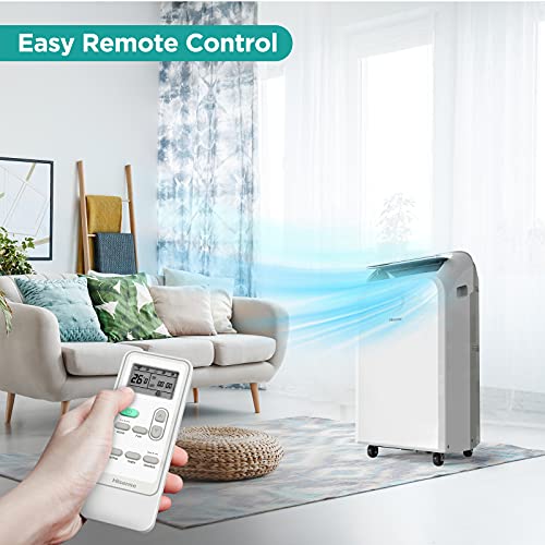 Hisense Portable Air Conditioner 6,000 BTU Cooling Dehumidifier Fan for Smaller Room up to 250 sq ft, Remote Control, White