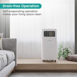 Hisense Portable Air Conditioner 6,000 BTU Cooling Dehumidifier Fan for Smaller Room up to 250 sq ft, Remote Control, White