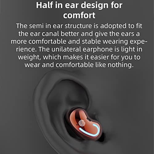 Wireless Earbuds, Mini Sports in Ear Clock Bluetooth Headset, Light-Weight Headphones with Charging Case, Built-in Microphone (Coffee)