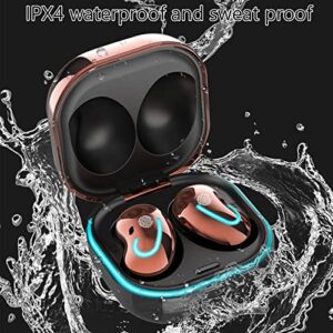 Wireless Earbuds, Mini Sports in Ear Clock Bluetooth Headset, Light-Weight Headphones with Charging Case, Built-in Microphone (Coffee)